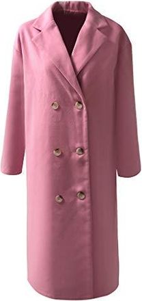 Generic Fashion Women Solid Trench Coat Coupe-vent Veste Manteau Double Boutonnage Manteau de pluie Femmes, rose, M