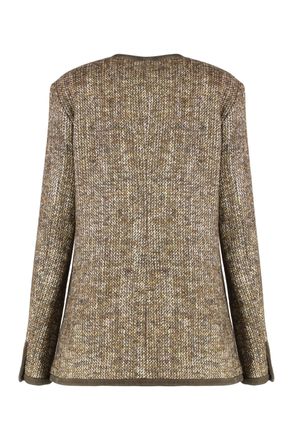 Golden Goose Womens Wool Tweed Jacket Brown Virgin Wool; Ovine Leather