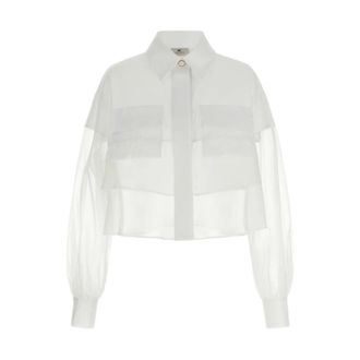 Elisabetta Franchi Femme, Blouses et Chemises, Beige, Taille: 36 FR Organza Shirt