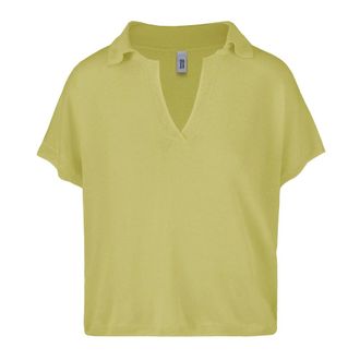 Bomboogie Femme, Blouses et Chemises, Jaune, Taille: 38 FR Polo en lin