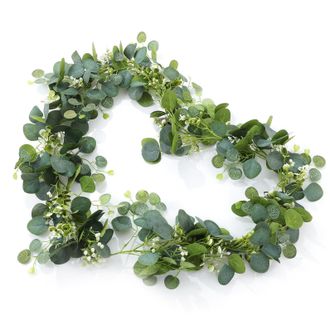 BESPORTBLE K&uuml;nstliche Eukalyptus Girlande 2m - Gr&uuml;ne Deko Ranke aus Kunststoff f&uuml;r T&uuml;rkranz Wanddeko und Tischgestaltung im Modernen Wohnstil
