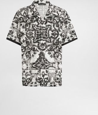 Dolce & Gabbana Hawaiihemd Aus Häkelspitze Mit Majolika-print - Mann Hemden Mehrfarbig 42