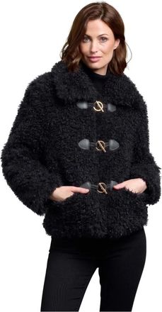 Junge Veste en fausse fourrure et peau lain&eacute;e - Femme - Vestes - Noir - Taille: 46 FR