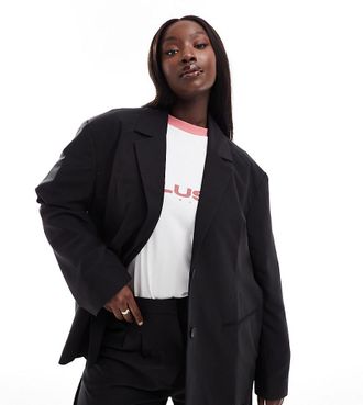 Collusion Plus - Blazer oversize d&eacute;contract&eacute; densemble - Noir
