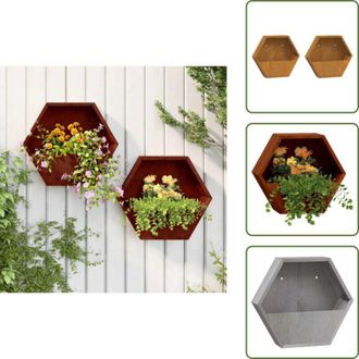vidaXL The Living Store - Jardini&egrave;res murales 2 pcs Rouill&eacute; Acier corten 46x10x40 cm - Jardini&egrave;res Murales - Pots Suspendus - D&eacute;coration Ext&eacute;rieur - Acier