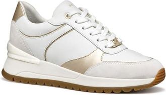 Geox Femme D DESYA A Basket, White/Lt Gold, 41 EU