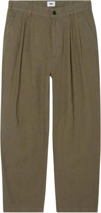 Obey Foster Plissierte Leinenhose - - Trousers - Herren - Gr&uuml;n - XS