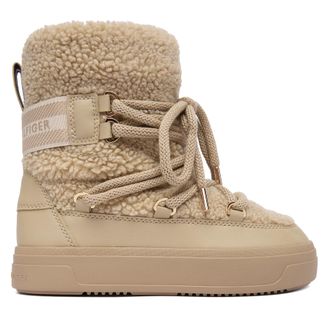 Tommy Hilfiger Schneeschuhe Tommy Hilfiger Faux Shearling Snowboot FW0FW08788 &Eacute;cru