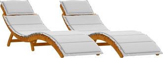 vidaXL Vidaxl - Sonnenliege 2 pcs Hellgrau 184 x 55 x 64cm Massivholz Akazie