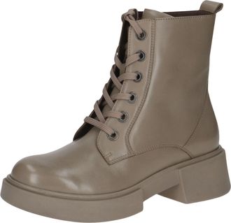 Caprice Damen Stiefeletten zum Schnüren aus Leder mit Reißverschluss, Braun (Taupe Nappa), 39 EU