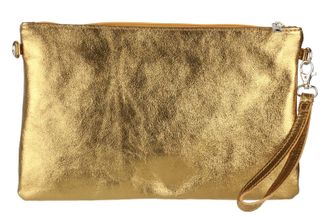 Girly HandBags Echte italienische Clutch aus Metallic-Leder Altes Gold