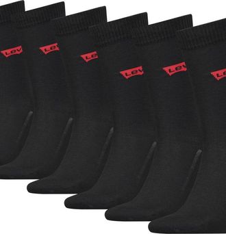 Levi's normal geschnittene Socken mit Batwing Logo - 6er-Pack - Herren - Schwarz / Schwarz