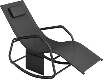 Songmics Fauteuil &agrave; Bascule, Chaise Longue &agrave; Bascule avec But&eacute;es Anti-renversement, Appui-t&ecirc;te R&eacute;glable, Cadre en Acier, Tissu Respirant, Pochette