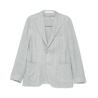 Eleventy Homme, Vestes, Bleu, Taille: 2XL Veste en lin/laine/soie