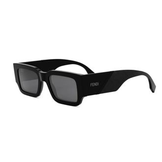 Fendi Diagonale rechteckige Sonnenbrille - - Accessories - Herren - Schwarzk - 51 MM