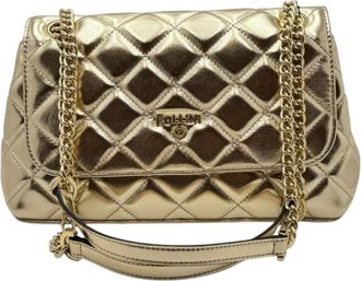 Pollini Femme, Sacs, Jaune, Taille: ONE Size Sac à bandoulière matelassé avec poignées en chaîne