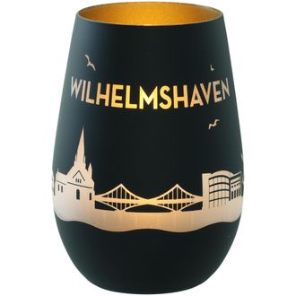 Goodtimes Windlicht Wilhelmshaven Skyline (Schwarz & Gold)