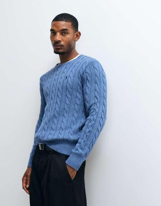 Polo Ralph Lauren Sweatshirt aus Baumwolle mit Zopfmuster und Icon-Logo in Blau