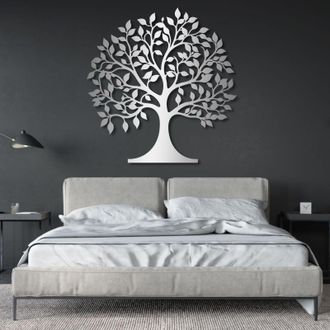 Generic Moderne minimalistische Wanddekoration aus Metall: Lebensbaum, Lebensbaum-Wanddeko, B&auml;ume f&uuml;r Wohnzimmer, Schlafzimmer, B&uuml;ro (Silber, 35 H x 34 B / 90
