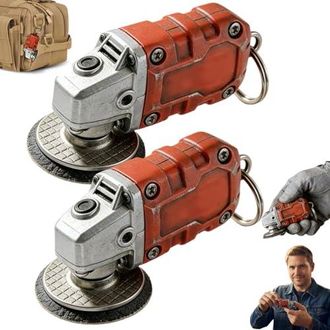Generic Porte-cl&eacute;s mini broyeur, mise &agrave; niveau 2026 2 en 1, outil de meulage r&eacute;aliste, porte-cl&eacute;s pendentif pour les amateurs doutils, accessoire de sac, Roug