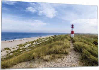 Wallario Herdabdeckplatte/Spritzschutz aus Glas, 1-teilig, 80x52cm, f&uuml;r Ceran- und Induktionsherde, Am Strand von Sylt Leuchtturm auf der D&uuml;ne Panorama