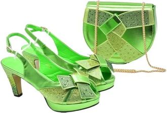 Generic Chaussures pour femme avec sacs assortis Nigeria Mariage et fête talons hauts Peep Toe Strass Escarpins, EN8, 40.5 EU