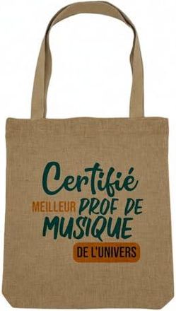 Fabulous Sac Shopping Tote Bag Aspect Lin - Certifi&eacute; meilleur prof de musique de lunivers Instrument Rock Jazz Classique Conservatoire - Sac Courses Toile Epai