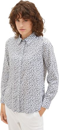 Tom Tailor Damen 1037899 Bluse mit Muster & Turn-Up Ärmel, 33766-grey floral Design, 36
