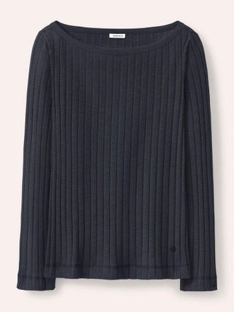 Walbusch Langarmshirt Damen Shirt mit Rippenstruktur LA U-Boot-Ausschnitt Langarm, pflegeleicht