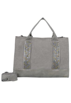 Fritzi Aus Preu&szlig;en Fritzi Tote Bag Limited Rivet Canvas Shopper Handtasche Schultertasche Vegan Nieten-Design Damen Einkaufstasche mit breitem Webbing-Gurt und Rei&szlig;versc