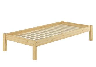 Erst-Holz Futonbett Kiefer massiv 100x200 Einzelbett Holz Natur Bettrahmen Singlebett Rollrost 60.35-10