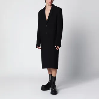 Rick Owens Schwarzer Einreihermantel aus Wolle
