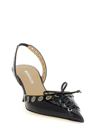 Mach & Mach Womens Slingback Heel Black Calfskin Leather