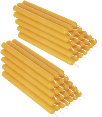 NKlaus 50x gelb Bienenwachs 12cm ru&szlig;frei Handarbeit Tafelkerze Ritualkerze Tropfkerzen 36341