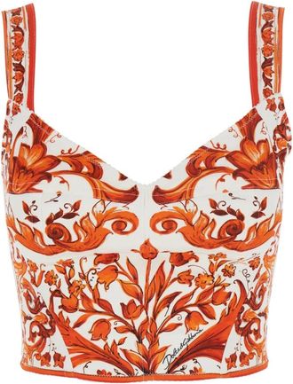 Dolce & Gabbana Femme, Tops, Multicolore, Taille: 40 FR Top Bustier avec Imprim&eacute; Majolica