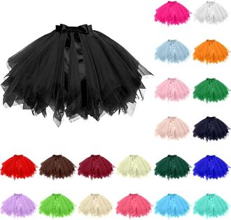 Generic T&uuml;llrock Damen Tanzrock T&uuml;t&uuml; Kurz Rock Ballett T&uuml;llrock Petticoat Unterrock 50er Vintage Ballet Elastisch Tanzrock Tanzkleid Ballkleid Festlich Faschi