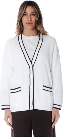 KANGRA Femme, Pulls, Blanc, Taille: 36 FR Cardigan en coton tricot&eacute; en point de bl&eacute;