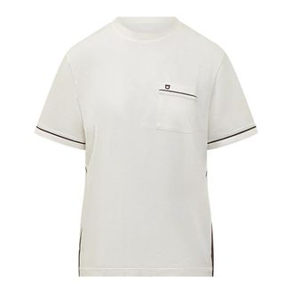 Ferragamo T-Shirt mit Brusttasche und Kontrastbesatz - - Tops - Damen - Beige - XS