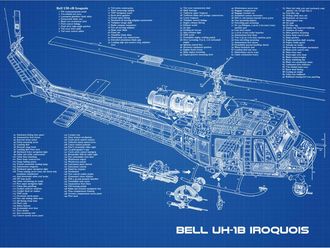Artery8 Bell UH-1B Iroquois USA Hubschrauber Ungerahmter extragroßer Druck