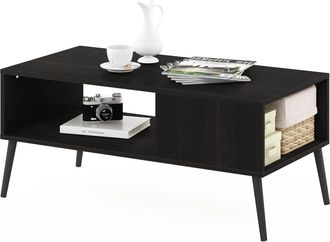Furinno Claude Couchtisch im Mid-Century-Stil mit Holzbeinen, Espresso
