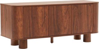 Oviala Meuble TV scandinave 3 portes L120 cm bois fonc&eacute;