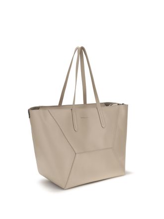 Brunello Cucinelli Womens Leather Tote Bag Moonbeam Calf Bos Taurus Shoulder