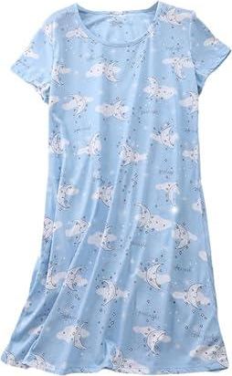 Generic Chemise de nuit à manches courtes en coton pour femmes âgées - Chemise de nuit à manches courtes - Grande taille - Ensemble de vêtements de nuit - Tai