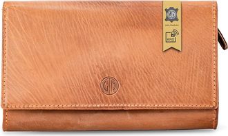 Lindenmann Geldbeutel Damen Portemonnaie Vollrindleder cognac