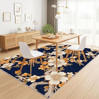 Generic Tapis Imprim&eacute; Style r&eacute;tro imprim&eacute; Floral imprim&eacute; int&eacute;gral pour Salon Chambre D&eacute;coration de la Maison - Sombre Flanelle Antid&eacute;rapante Tapis Salon de So