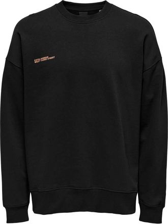 Only & Sons Herren Onstoby Rlx Fb City Print Crew 3089 Swt, Schwarz, S