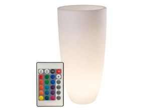 8 Seasons Design Shining Curvy Pot XL, LED Pflanzk&uuml;bel (Wei&szlig;) 49 x 100 cm, mit Farbwechsler (15 Farben), inkl. Leuchtmittel, gro&szlig;er beleuchteter Pflanzk&uuml;bel f&uuml;r