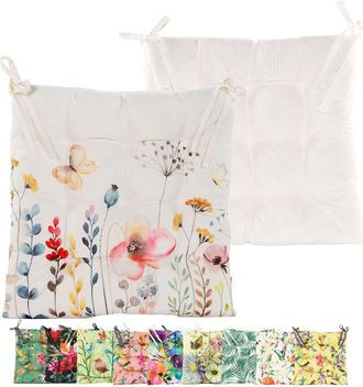 JACK Outdoor Motiv Stuhlkissen 38x38cm Lounge Kissen Auflage Wasserfest Sitzkissen Garten Lotus Effekt, Farbe:Los Blumos