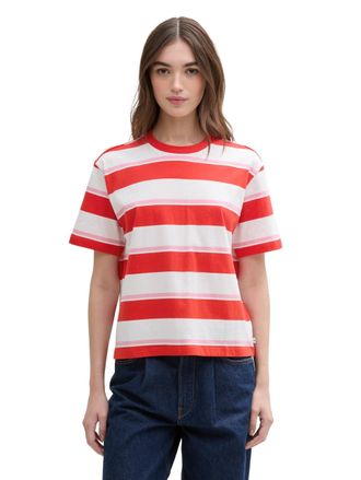 Tom Tailor T-Shirt mit Streifenmuster, Navy White Stripe, XL