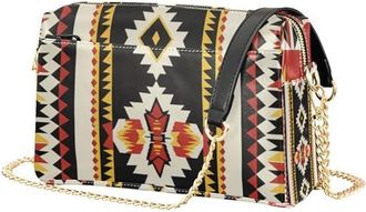 Mnsruu Sacs à bandoulière pour femme, sac à main en cuir abstrait aztèque F, sac à main